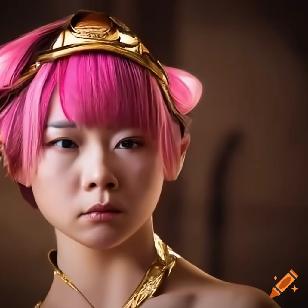 Close up of a pink centaur warrior on Craiyon