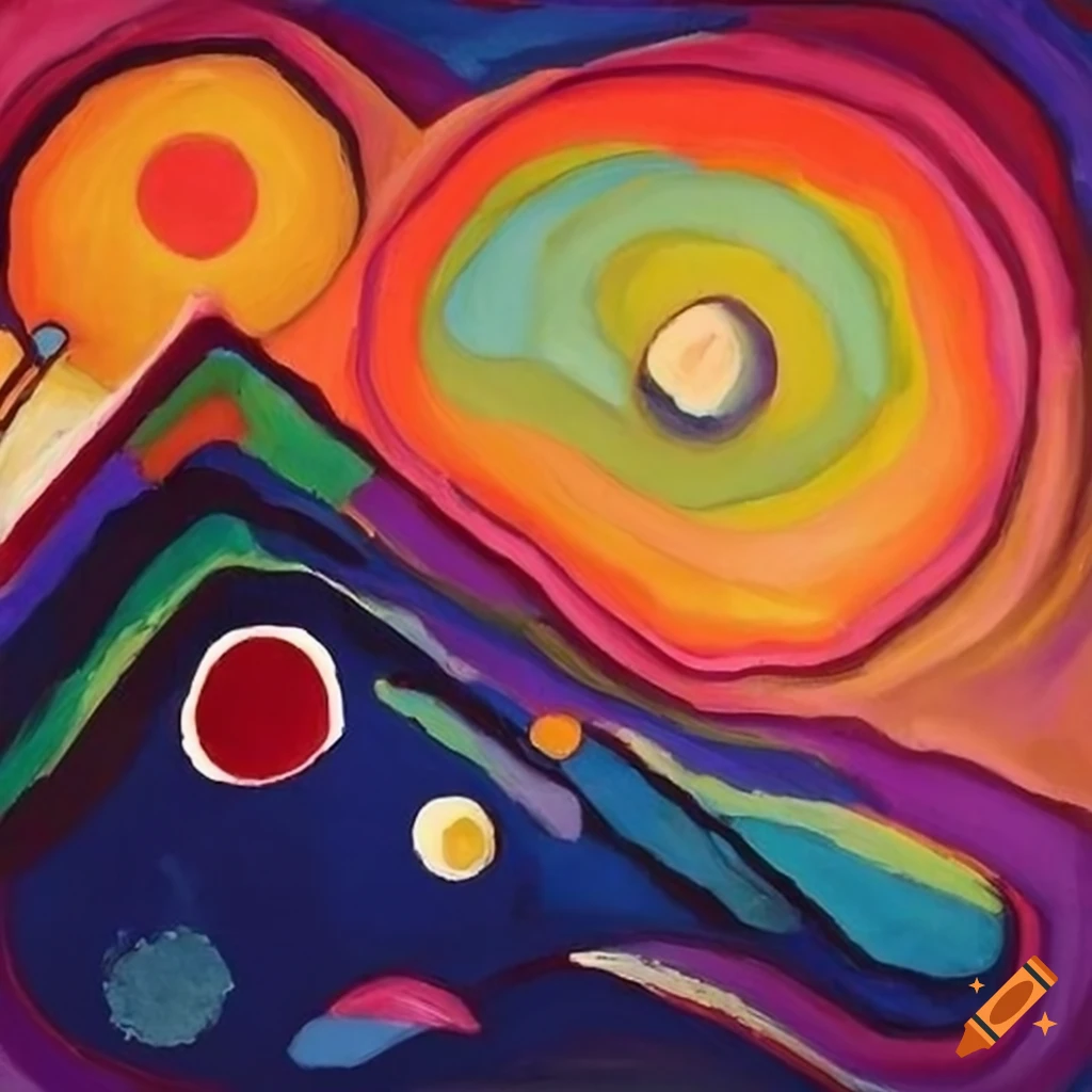 Landscape painting in Kandinsky style on Craiyon