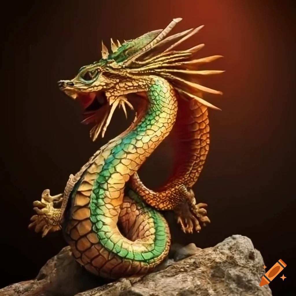 Yinglong dragon perched on a rock on Craiyon