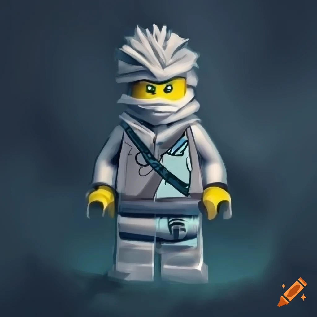 Realistic depiction of zane from ninjago in a rainy background on Craiyon