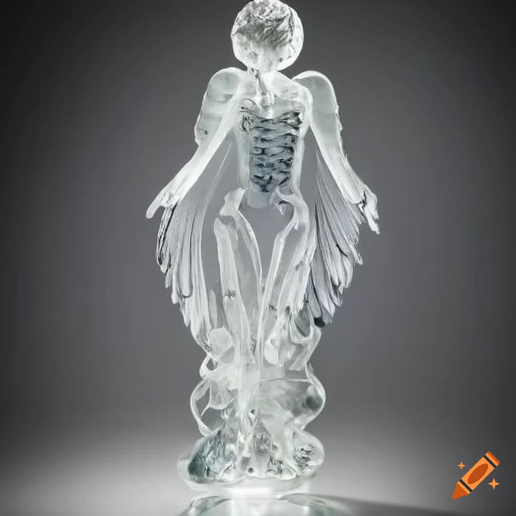 Clear glass sculpture of an angel