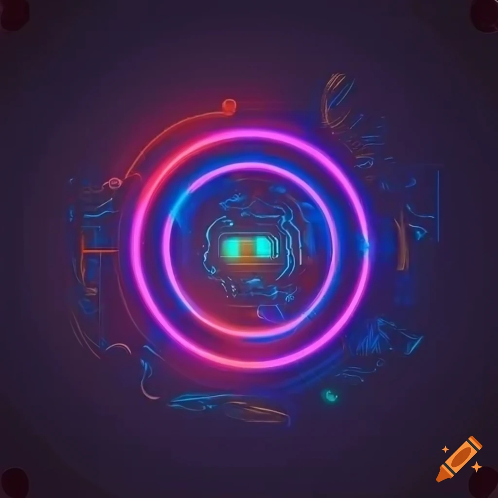 Neon-colored abstract logo for an ai tech company