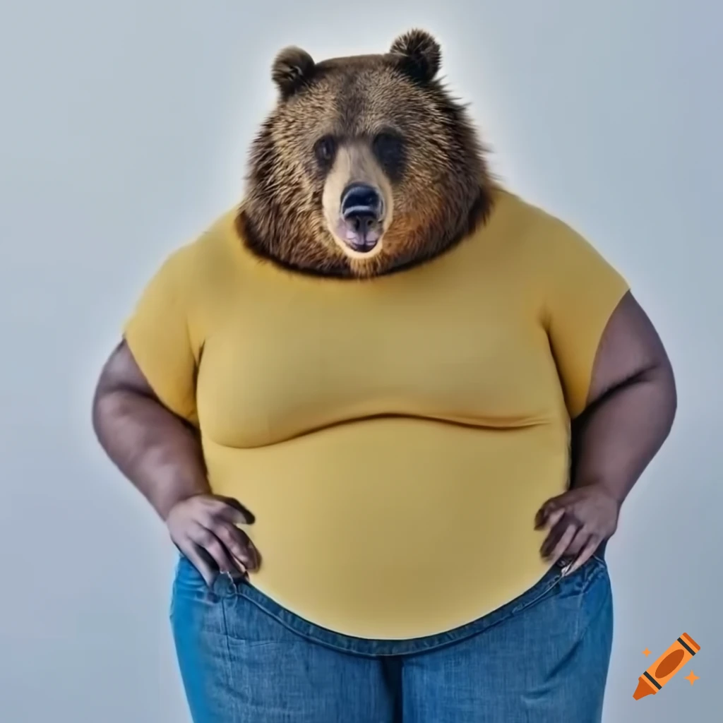 Funny illustration of a grizzly bear in a white room on Craiyon