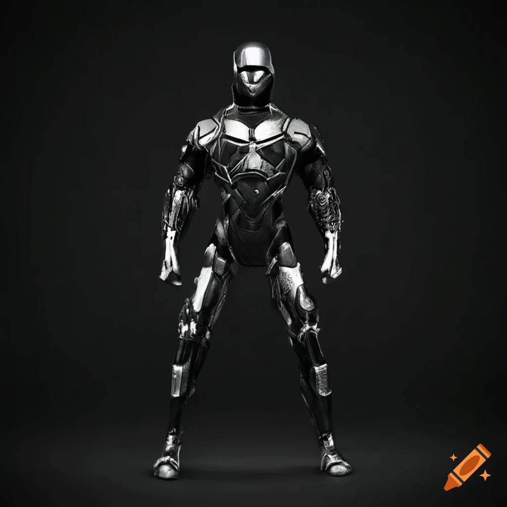 Black metal superhero suit on Craiyon