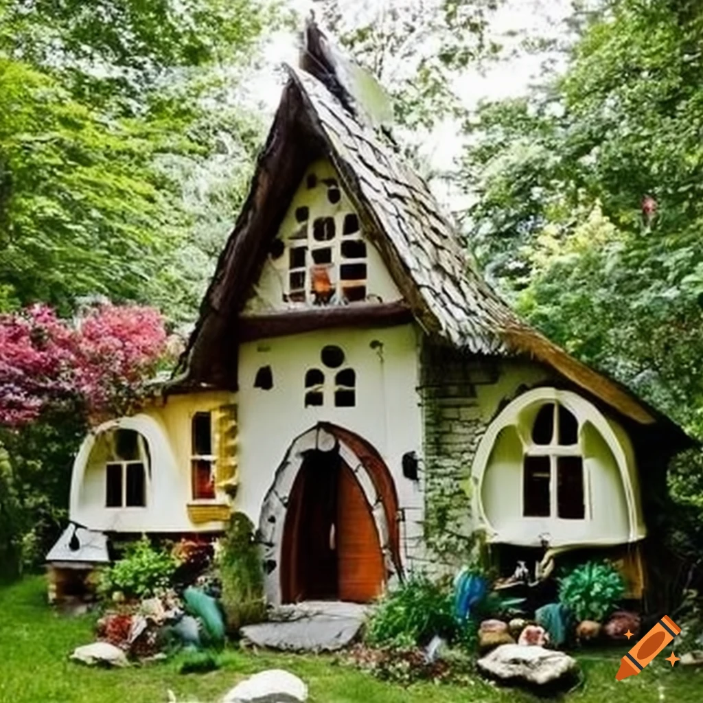 Whimsical living room with fairy houses on Craiyon