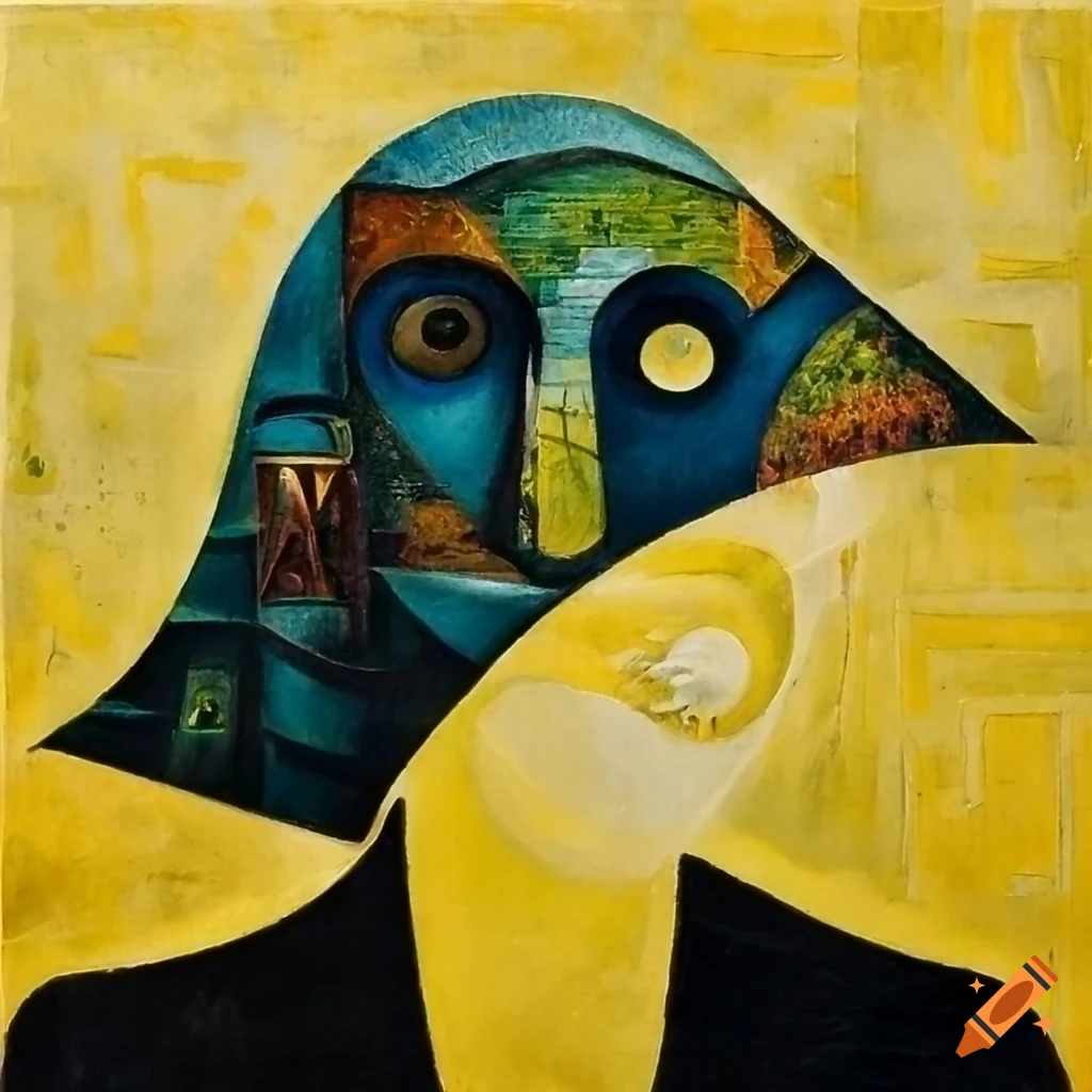 Surrealist painting in max ernst style