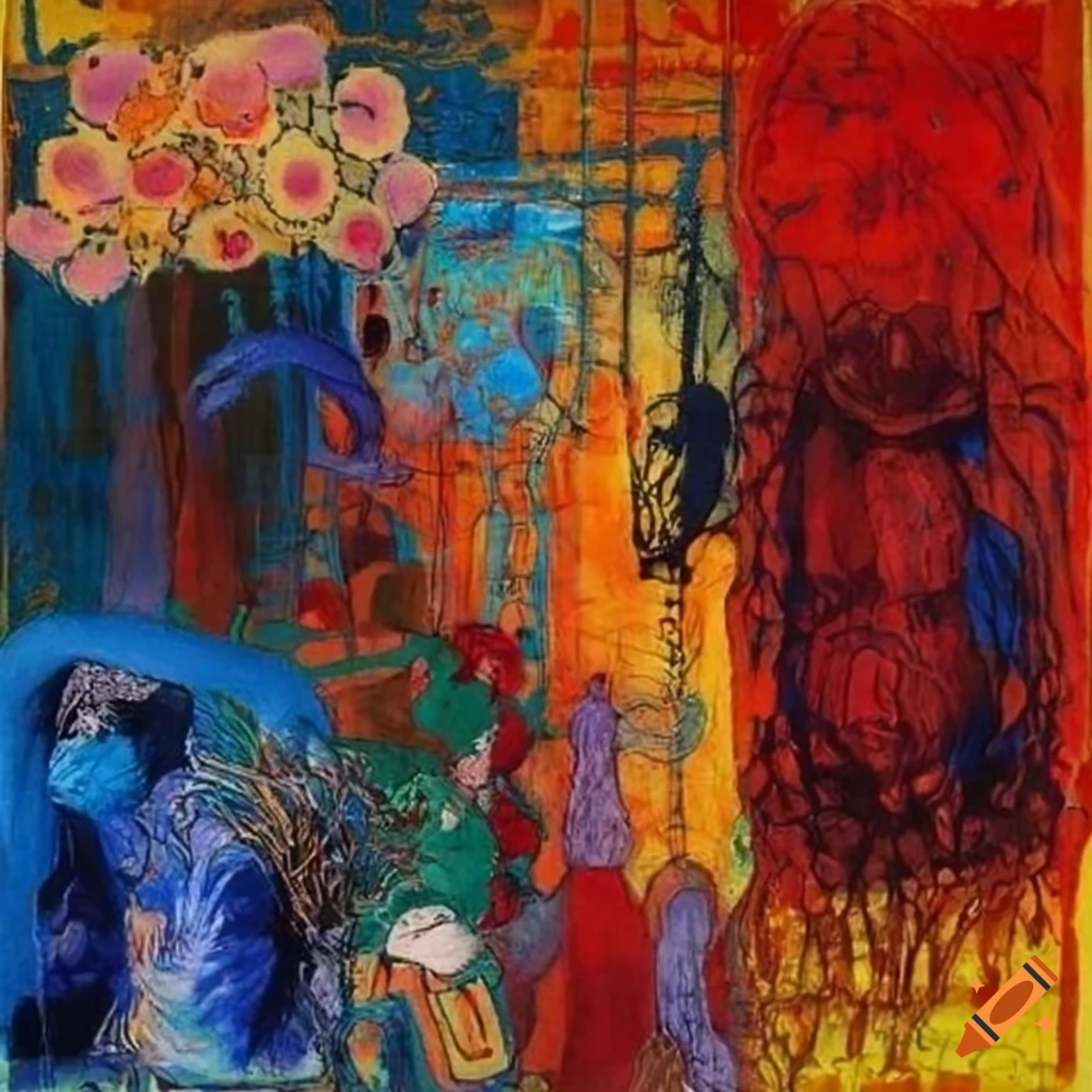 Abstract oil painting by Robert Rauschenberg on Craiyon