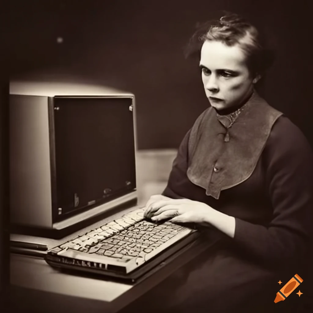 Vintage photo of people using computers in the 1800s on Craiyon