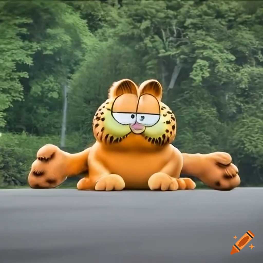 Illustration of garfield with giant feet