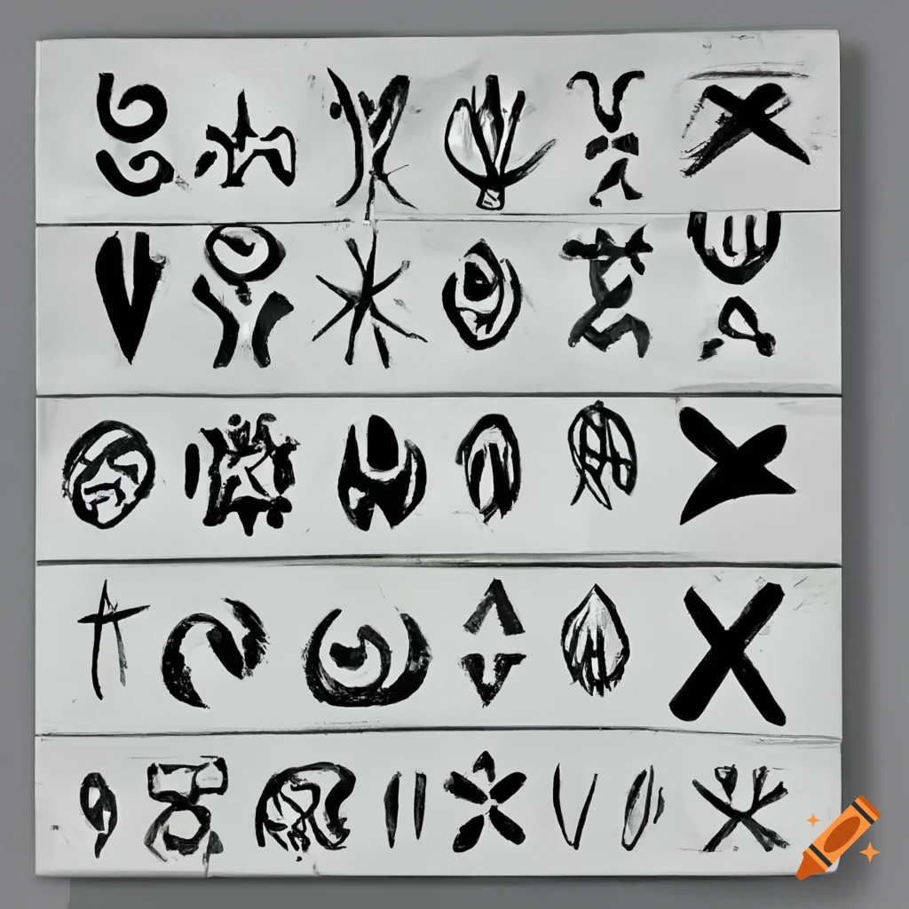 Collection of tribal goblin symbols on Craiyon