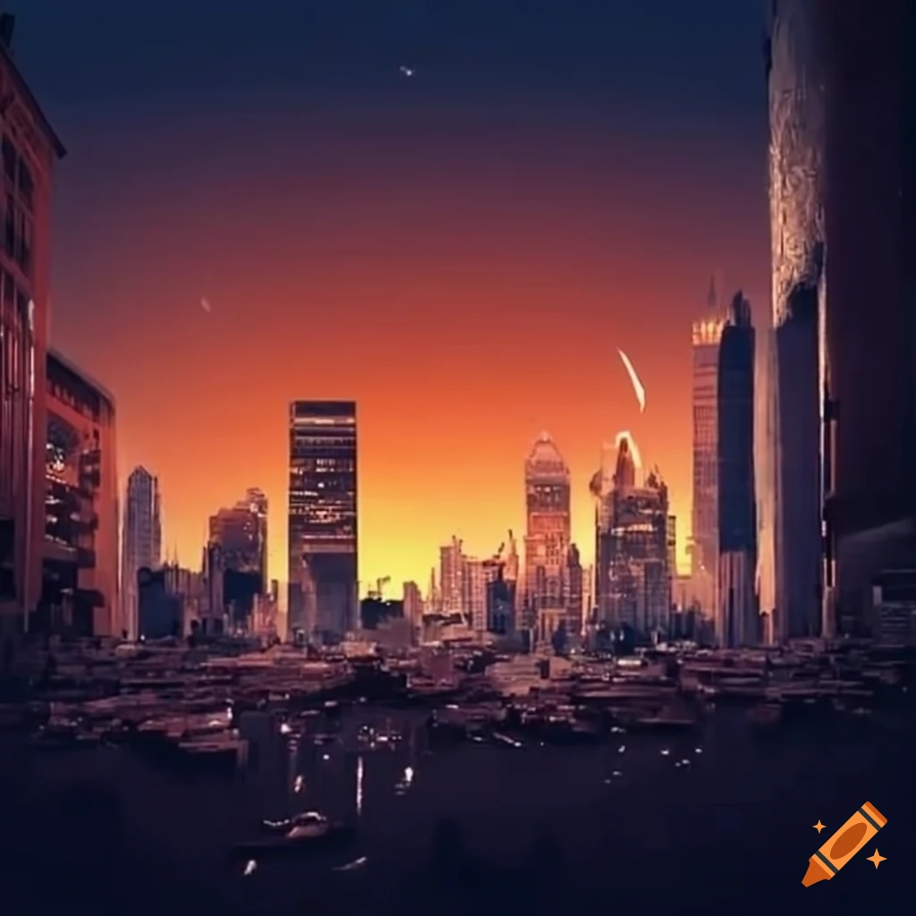 Surreal cityscape with melting buildings on Craiyon