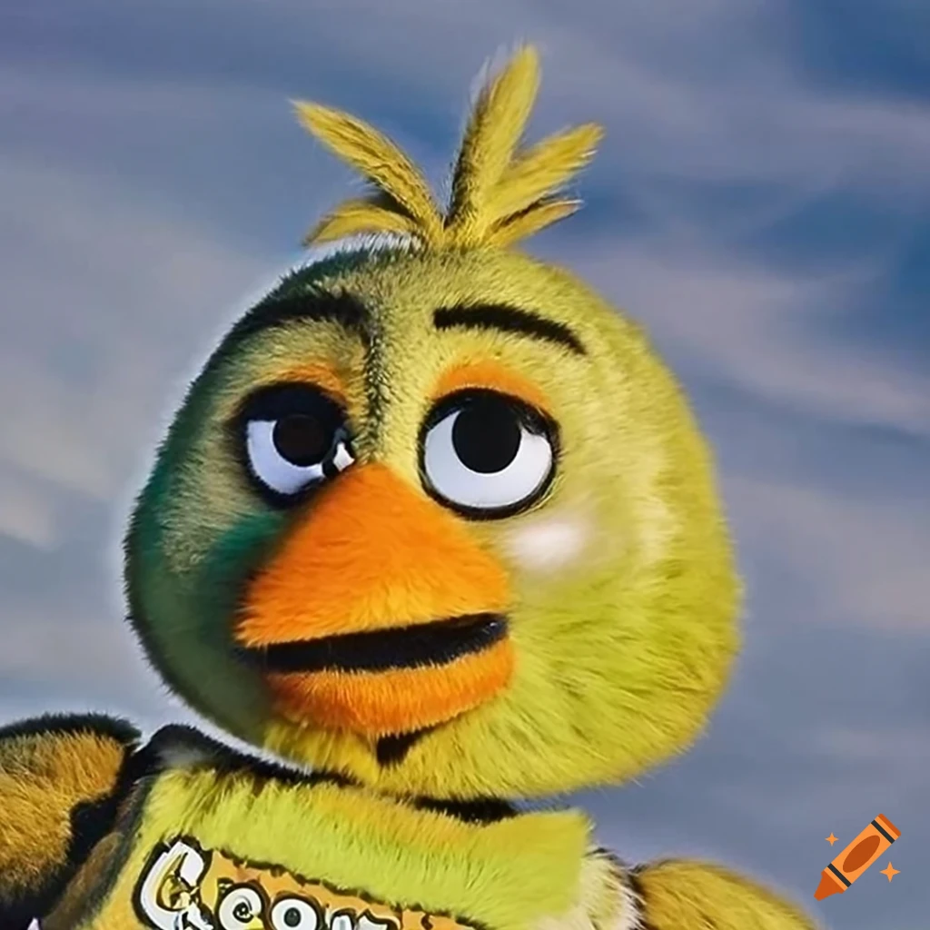 Up close shot of adorable Chica the Chicken from FNaF on Craiyon