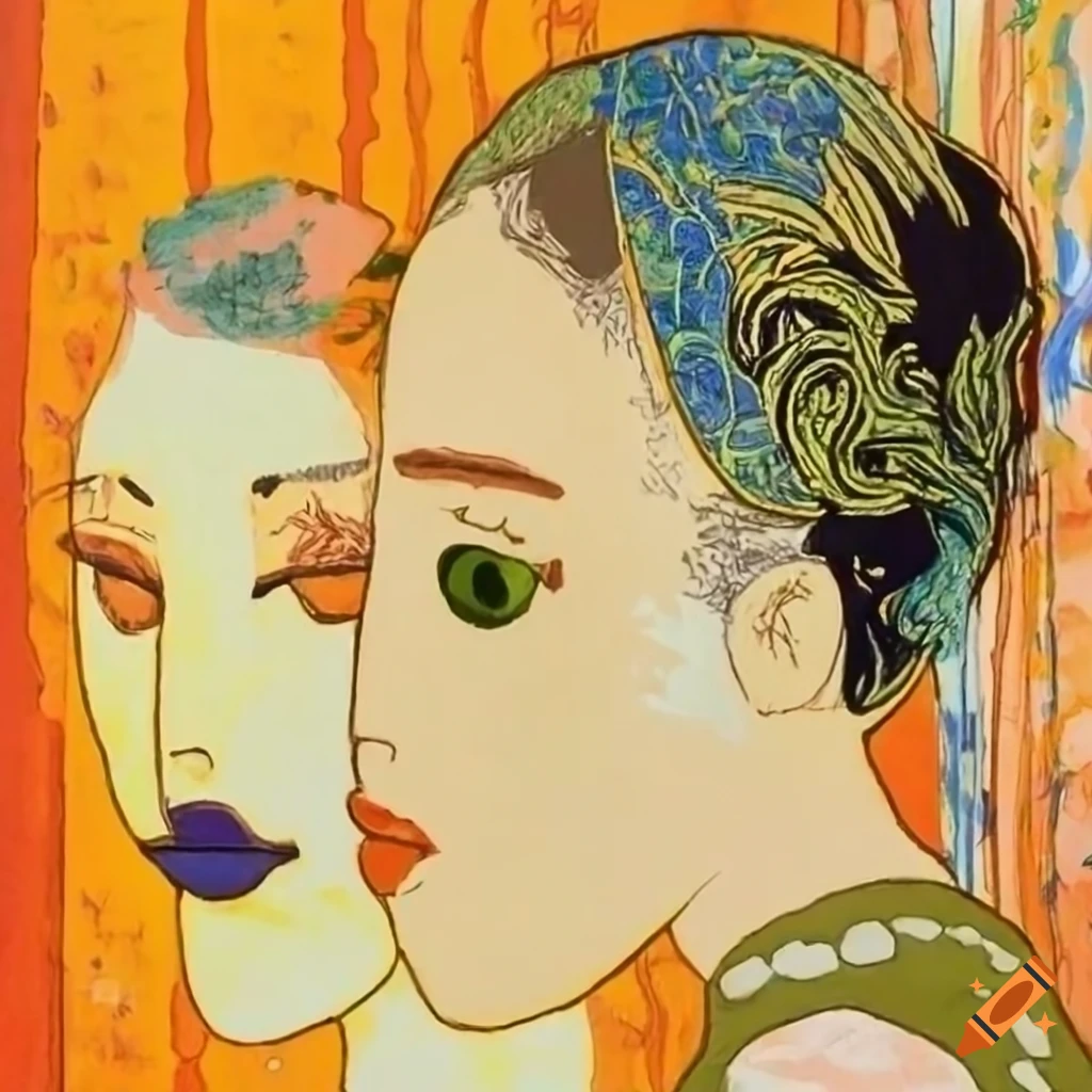 Minimalistic portrait in abstract oil paint on Craiyon