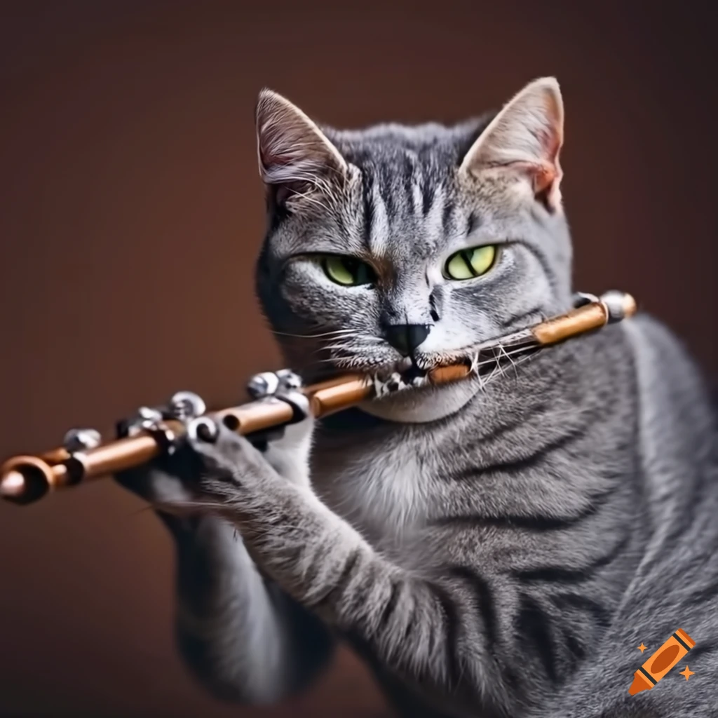 Flute Playing Cat Cat Playing An Instrument Stickers Find & Share On