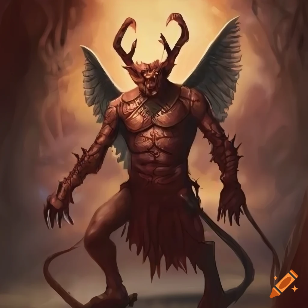 Illustration of a horned devil with wings on Craiyon