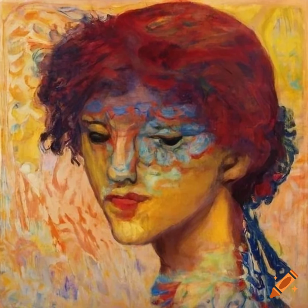 Abstract portrait in oil paint on Craiyon