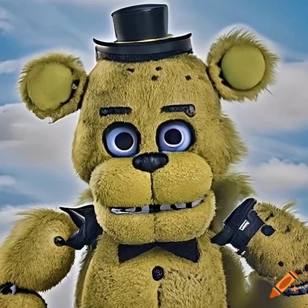 Adorable Golden Freddy puppet with fluffy fur texture on Craiyon