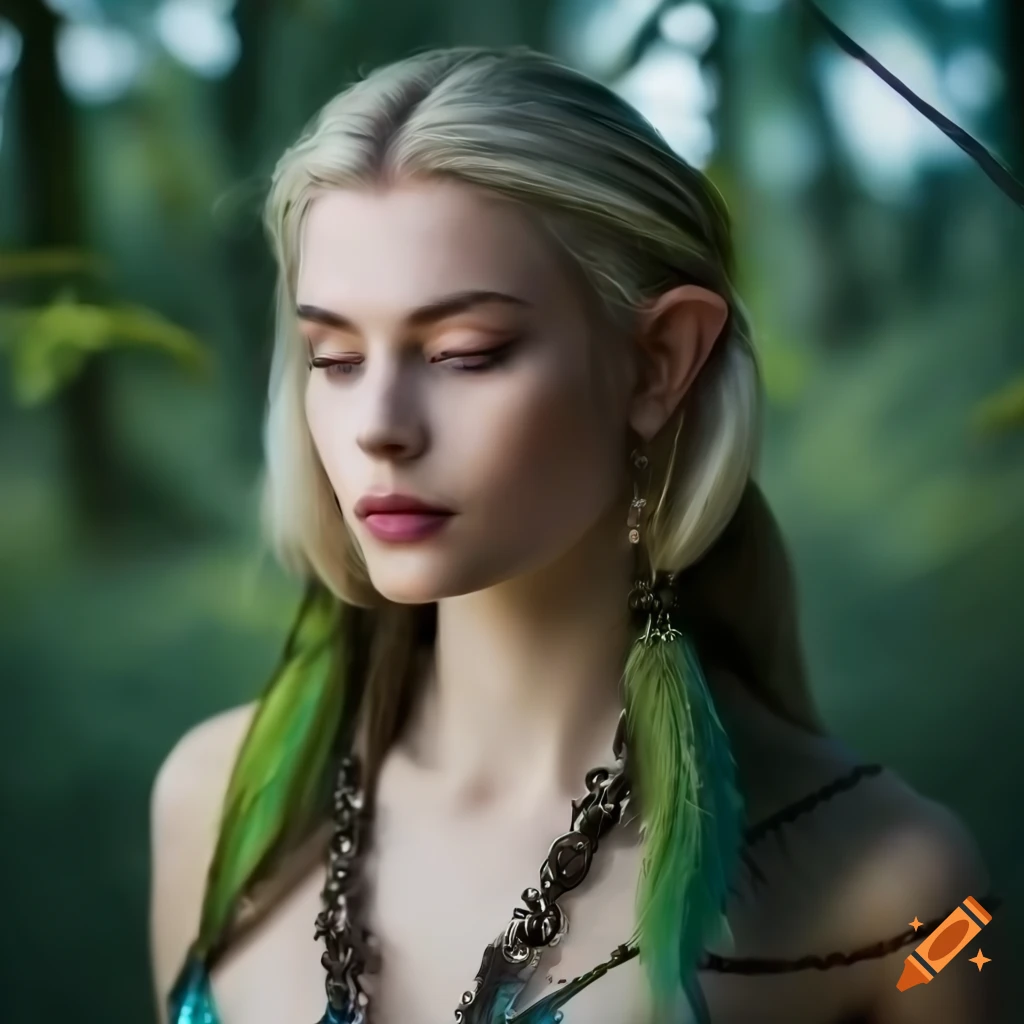 Image of a beautiful elven woman in a forest on Craiyon