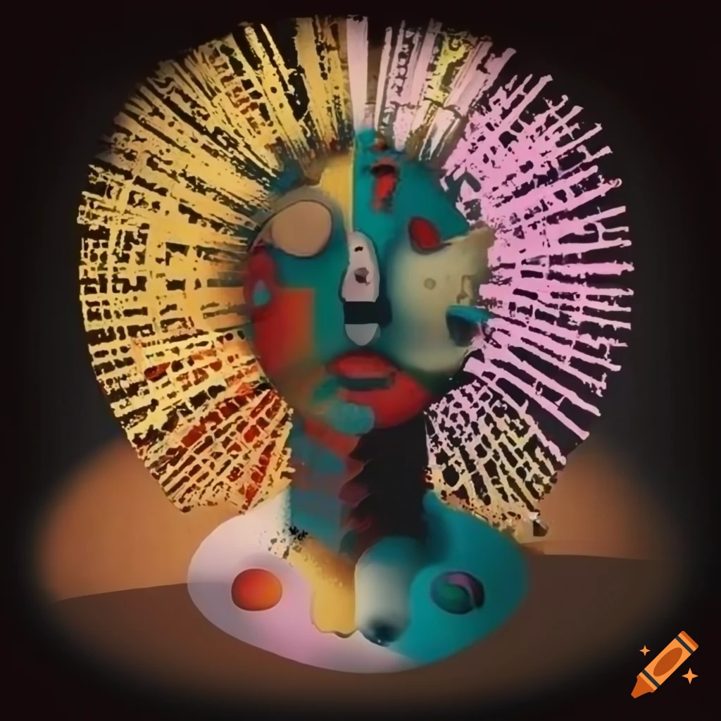 Max ernst inspired collage of a complex machine