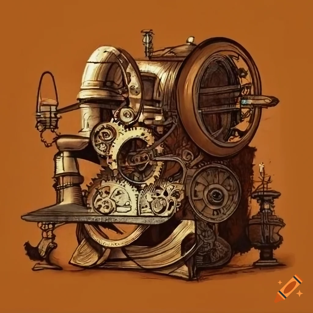 Steampunk Machine Drawings