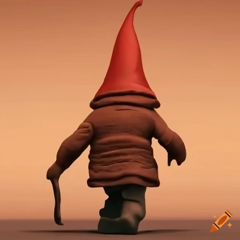 Rear view of a walking gnome on Craiyon