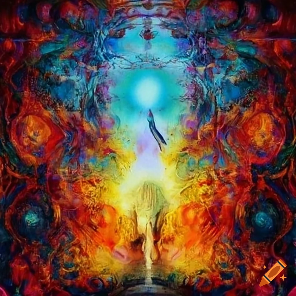 Painting depicting quantum mechanics and spirituality on Craiyon