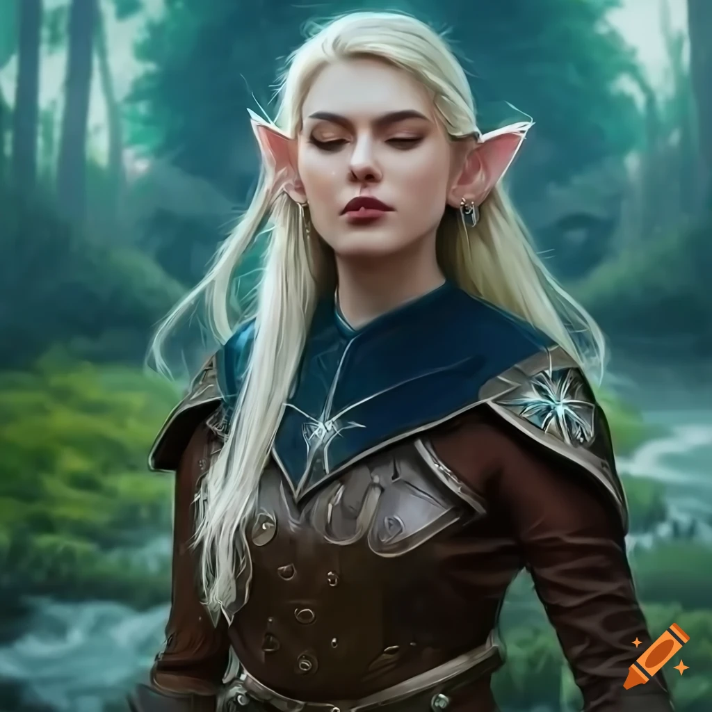 Portrait of a beautiful elven woman with closed eyes on Craiyon