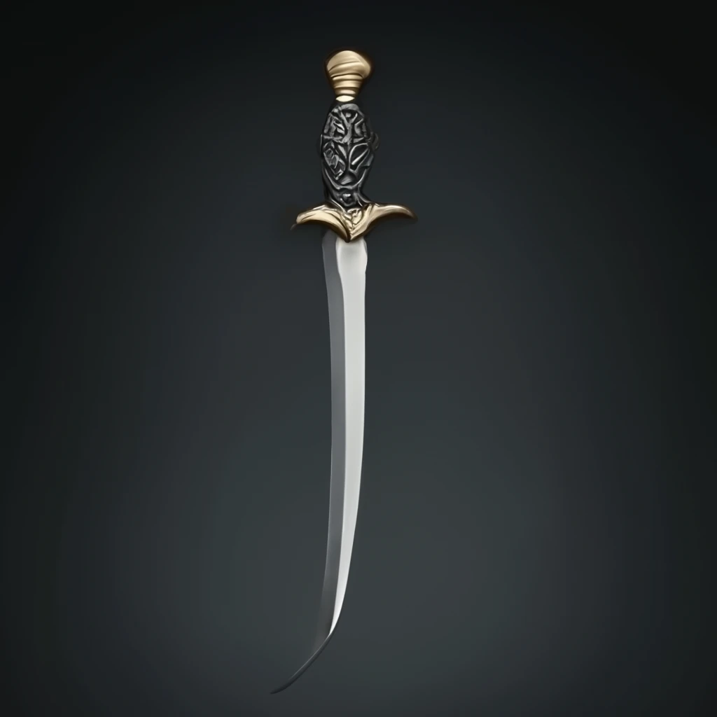 Simplistic curved dagger with black handle on Craiyon