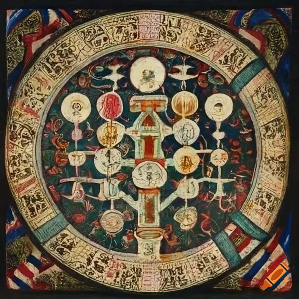 Manuscript illustrating the kabbalistic tree of life on Craiyon