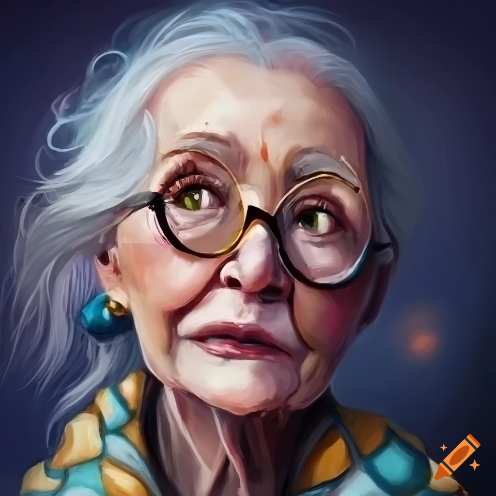 Digital painting of three cute old women on Craiyon