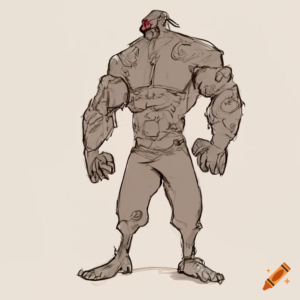 Sketch of a full-body character design on Craiyon