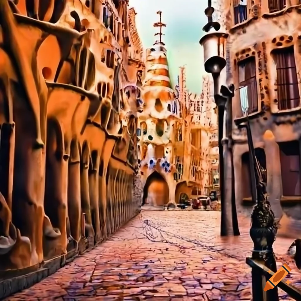 Organic cityscape inspired by gaudi on Craiyon