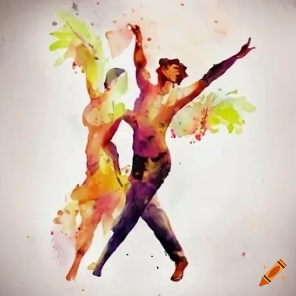 Watercolor of a vibrant samba dance