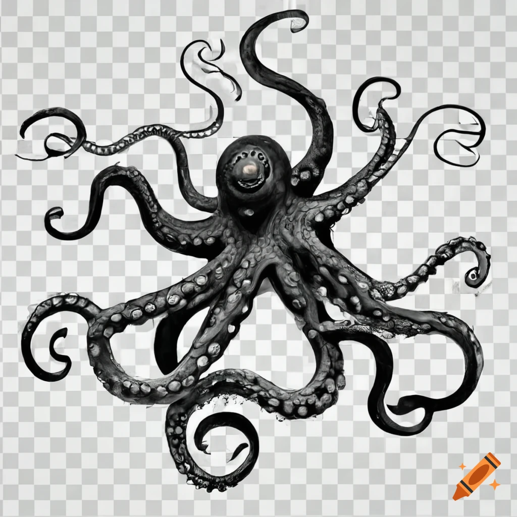 Black and white photograph of an octopus shaped tree