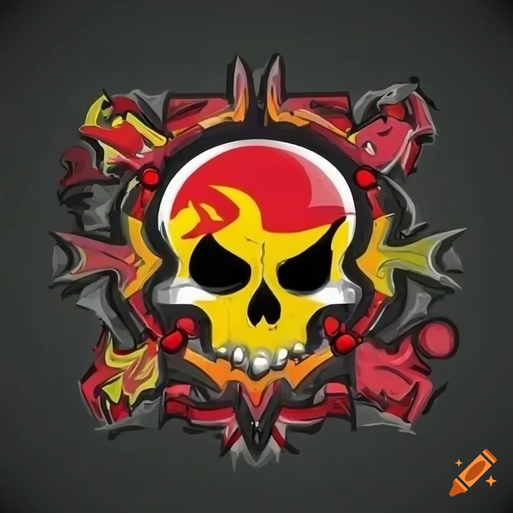 Red and yellow esports team logo with smoke and graffiti on Craiyon