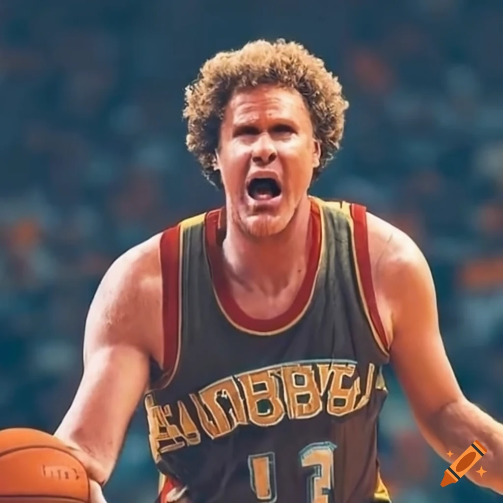 Will Ferrell shooting basketball in the movie Semi Pro on Craiyon