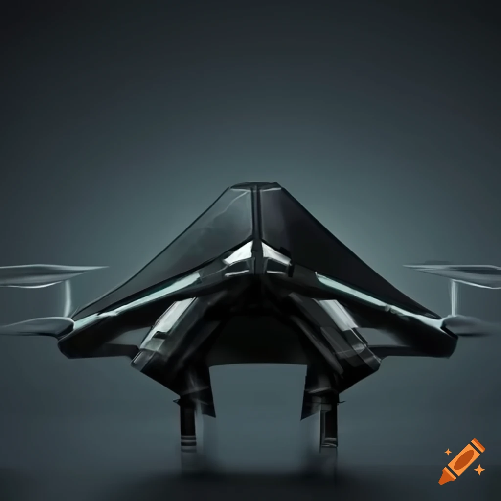 Sleek black futuristic stealth drone on Craiyon