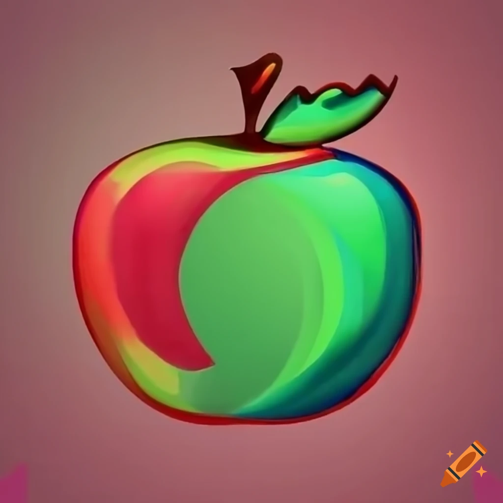 Abstract artwork of an apple made with basic shapes on Craiyon