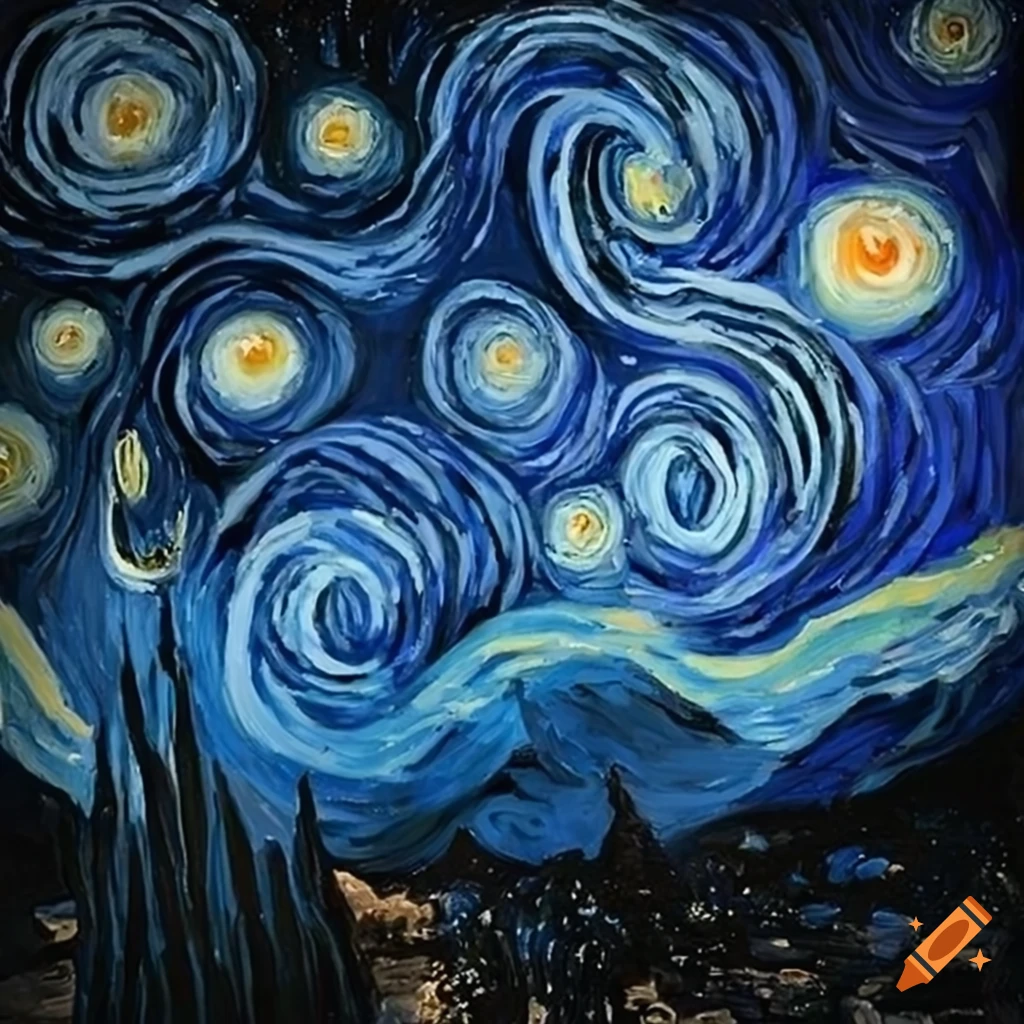 Painting of a starry night on Craiyon