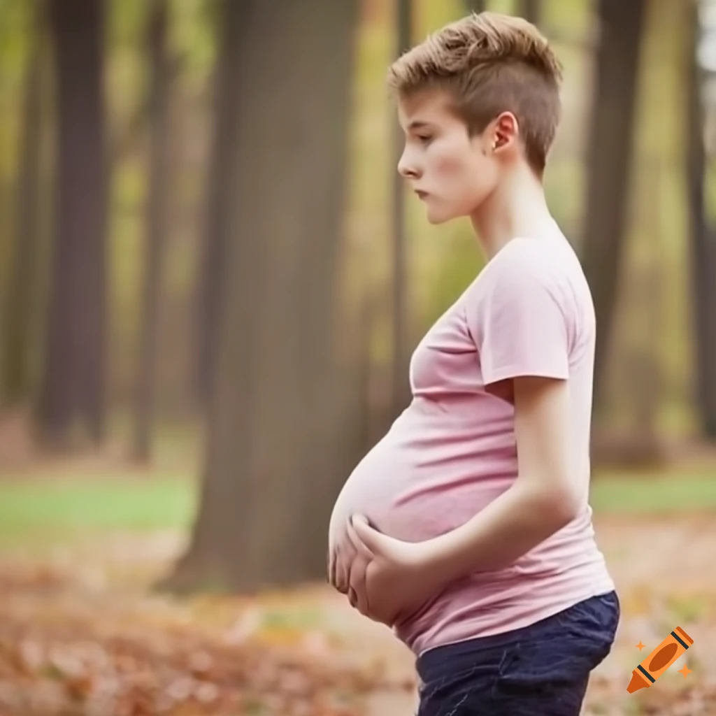 Side view of a pregnant teenager on Craiyon