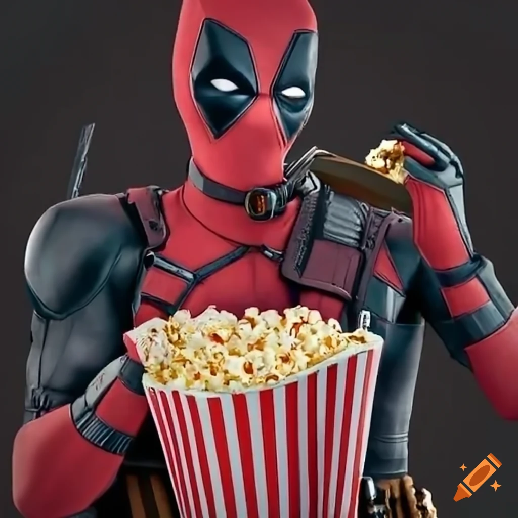 Deadpool enjoying popcorn on Craiyon