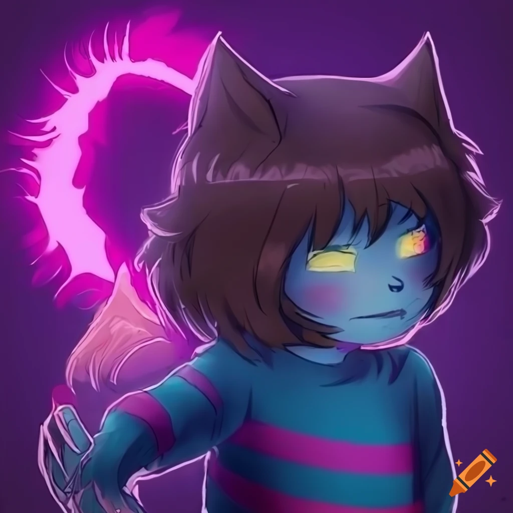 Frisk from undertale depicted as a werewolf on Craiyon