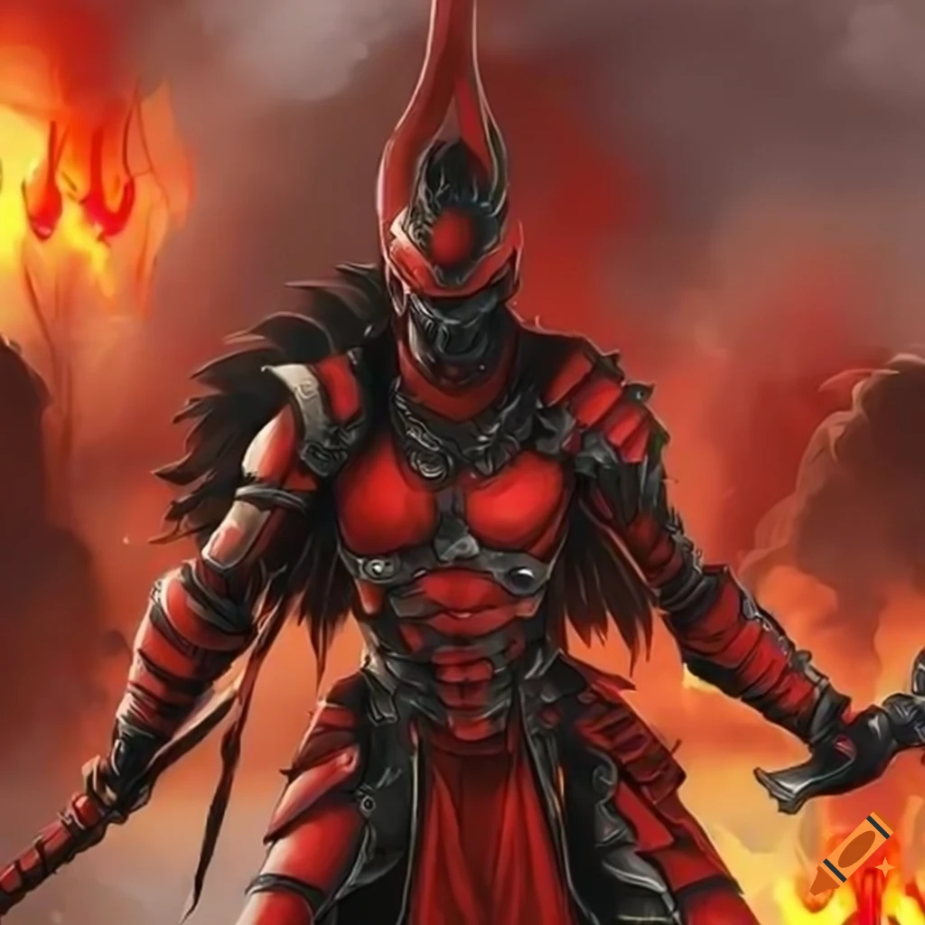 Warrior in red armor