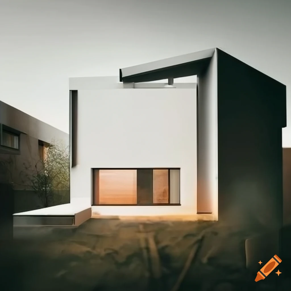 Minimalistic white house with large windows on Craiyon