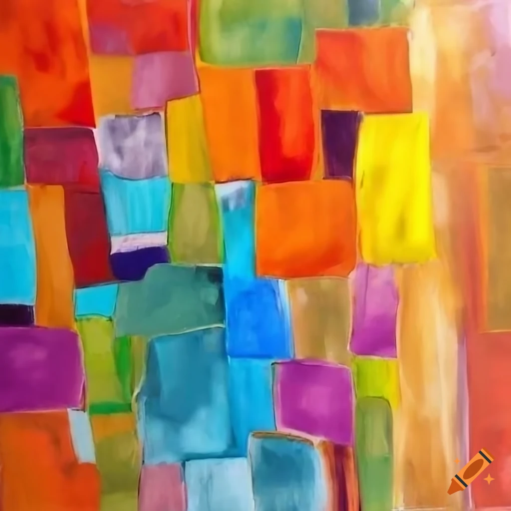 Abstract patchwork painting on Craiyon