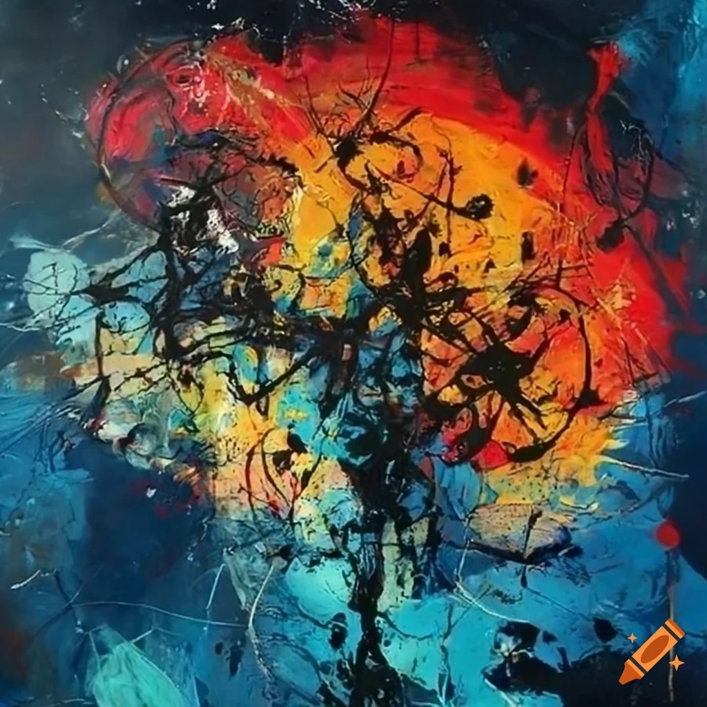 Abstract painting inspired by Jackson Pollock on Craiyon