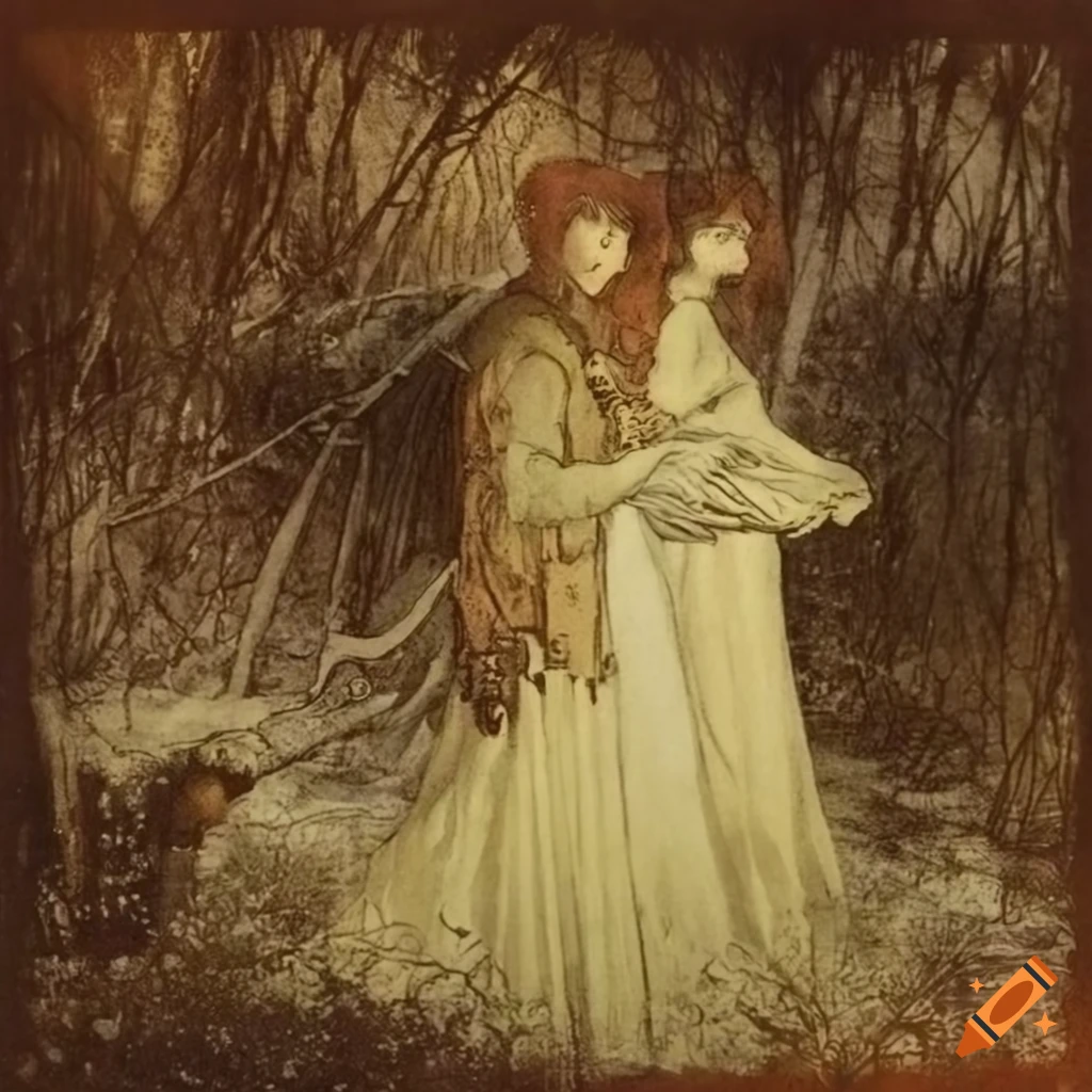 Winter faeries artwork with melted film effect on Craiyon