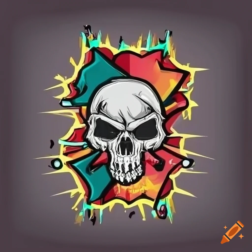 Esports team logo with a skull and graffiti elements on Craiyon