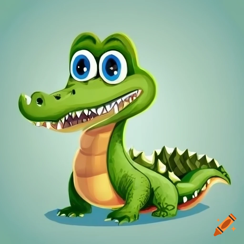 Cartoon illustration of an alligator on Craiyon