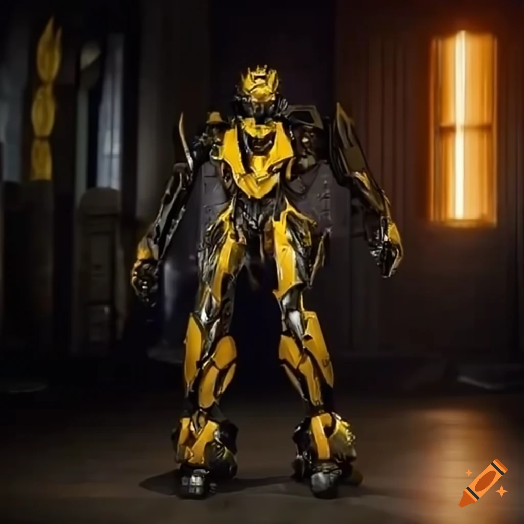 Human transforming into a bumblebee transformer